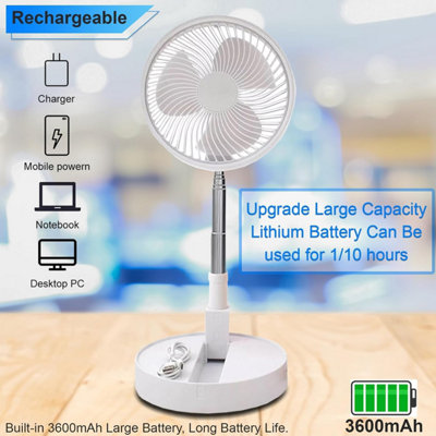 Portable Oscillating Standing Pedestal Fan 3600 mAH USB Rechargeable ...