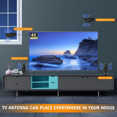 Portable TV Antenna Indoor Digital HDTV Booster Freeview Aerial Ariel ...