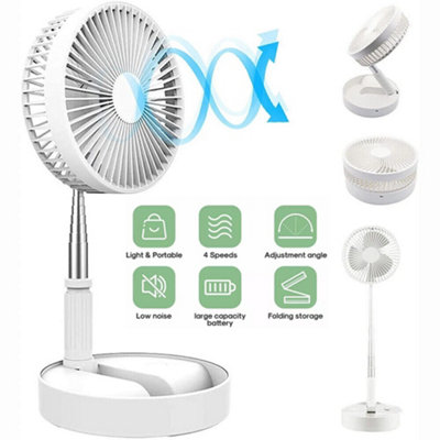 Portable USB Rechargeable Telescopic Fan - Desk, Floor & Standing, 4 ...
