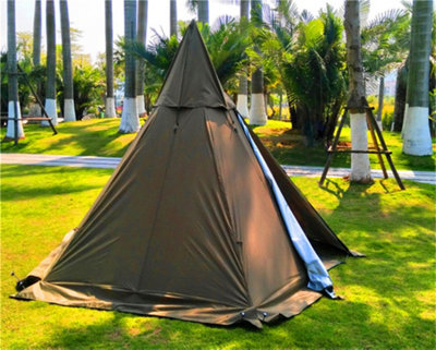 Portable Waterproof Camping Pentagonal Teepee Tent outdoor camping Pyramid Tipi Tent with Stove Hole