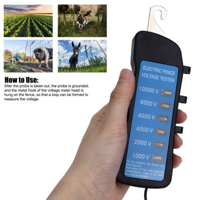 Portable Waterproof Electric Fence Tester with 6 Lights,10,000V for ...
