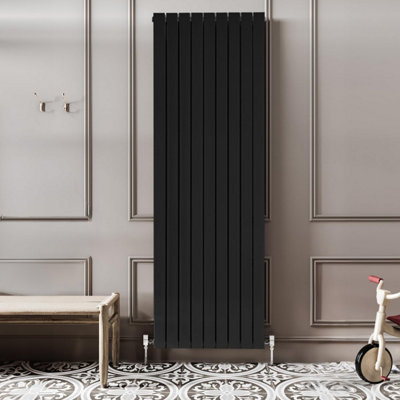 Porter Black Double Vertical Flat Panel Radiator - 1200x612mm | DIY at B&Q