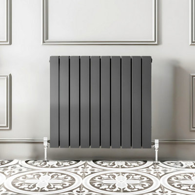 Porter Grey Double Horizontal Flat Panel Radiator - 600x680mm | DIY at B&Q