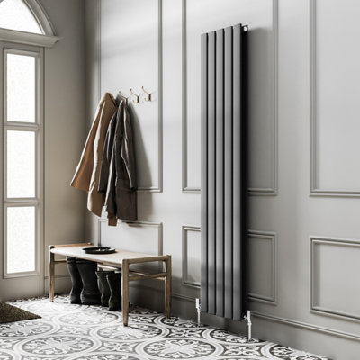 Porter Grey Double Vertical Flat Panel Radiator - 1800x340mm | DIY at B&Q