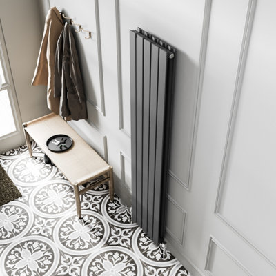 Porter Grey Double Vertical Flat Panel Radiator - 1800x340mm