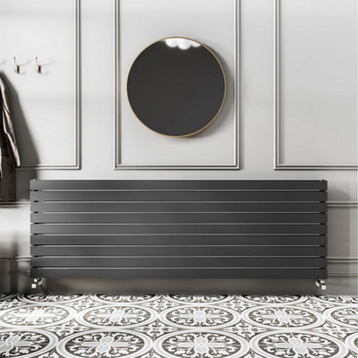 Porter Grey Single Horizontal Flat Panel Radiator - 1600x610mm | DIY at B&Q