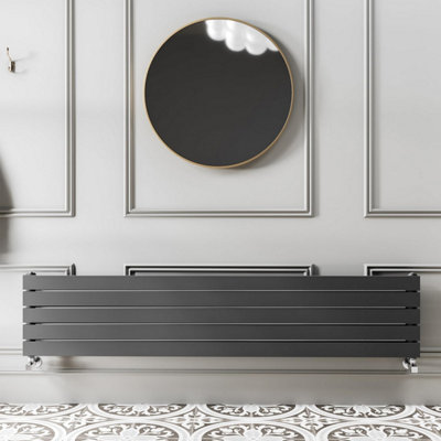 Porter Grey Single Horizontal Flat Panel Radiator - 1800x340mm | DIY at B&Q