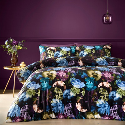 Portfolio Home Elena Floral Black Green King Soft Easy Care Bed Linen ...