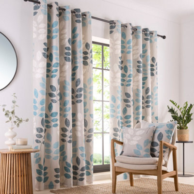 Portfolio Home Springfield Leaf Teal 46" Width x 54" Drop (117 x 137cm ...