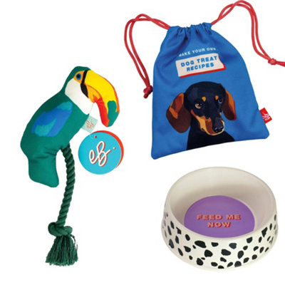 Portico Designs Emily Brooks Bamboo Dog Bowl, Dog Treat Kit & Toucan ...