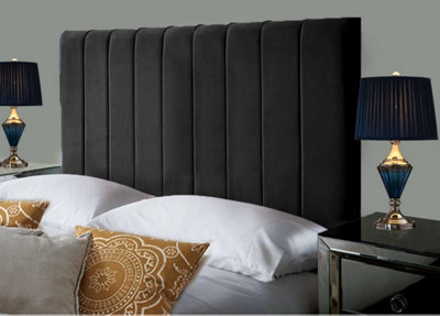 Portland Plush Velvet 5ft Kingsize 36" Headboard - Black