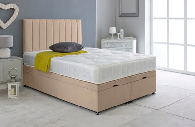 Portland Plush Velvet Ottoman Storage Bed, with Ortho Mattress - 4ft ...