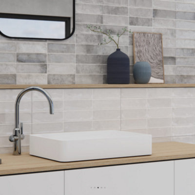 Porto White Gloss Brick Style Ceramic Tile 600 x 300mm