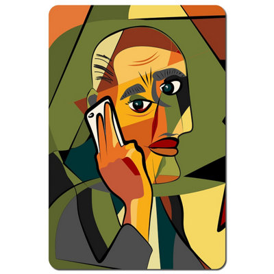 portrait cubism art style,man calls on a phone (Placemat) / Default ...