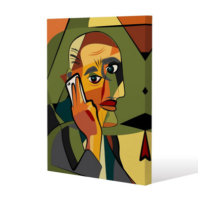 portrait cubism art style,man calls on a phone Slim Style Canvas Print ...