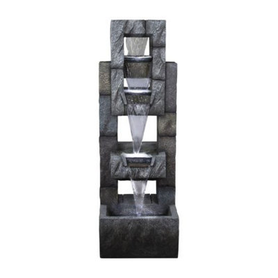 Portrush Cascade Solar Powered Water Feature With Cover