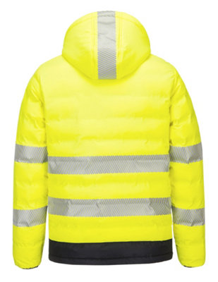 Portwest Heated Hi Viz Jacket Electric Tunnel Puffer Coat Yellow Hi Vis XXL