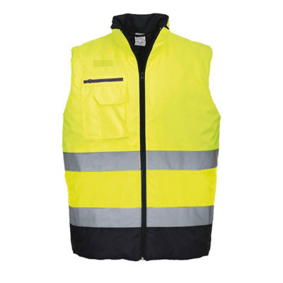 PORTWEST HI-VIS TWO TONE BODYWARMER YELLOW/NAVY - S