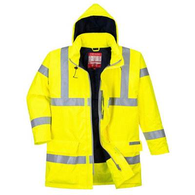 Portwest Mens Hi-Vis Bizflame Rain Anti-Static Jacket | DIY at B&Q