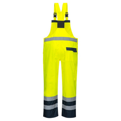 Portwest Mens Rain Contrast Hi-Vis Bib And Brace Overall