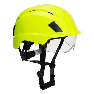 Portwest Polycarbonate Integrated Visor Helmet Yellow (One Size)