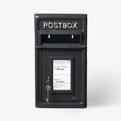 Post Box Classic Black Large Letter Box Lockable With 2 Keys, Pole ...
