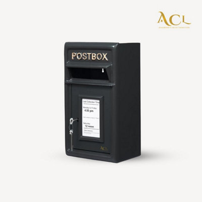 Post Box Classic Black Large Letter Box Lockable With 2 Keys, Pole ...