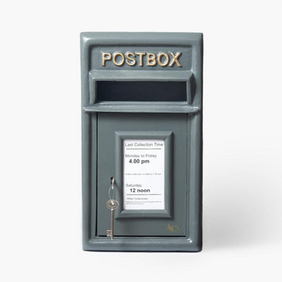 Post Box Classic Grey Large Letter Box Lockable With 2 Keys, Pole ...