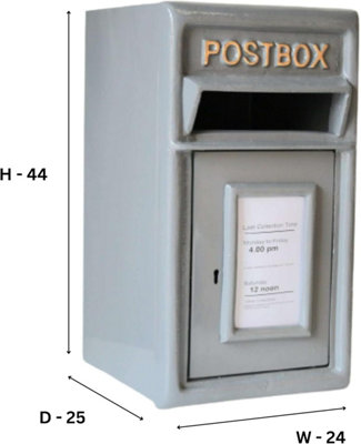 Post Box Classic Grey Large Letter Box Lockable With 2 Keys, Pole ...