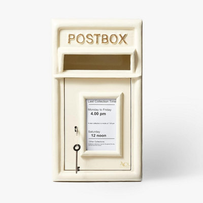 Post Box Classic Ivory Large Letter Box Lockable With 2 Keys, Pole ...
