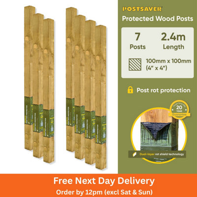 Postsaver Pro-Post - 4x4" Treated Fence Posts (W) 100x100mm (H) 2.4m (7 ...
