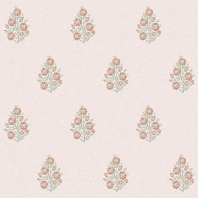 Posy Wallpaper in Vintage Pink and Sage
