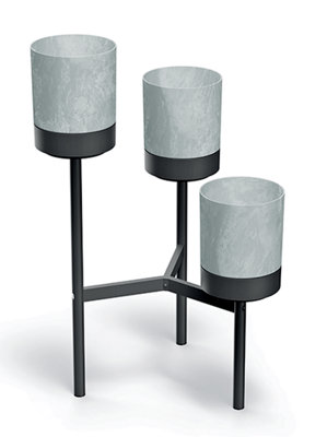 Pot + Stand Set Tiered Metal Multiple Flower Modern Shelf Planter Black ...