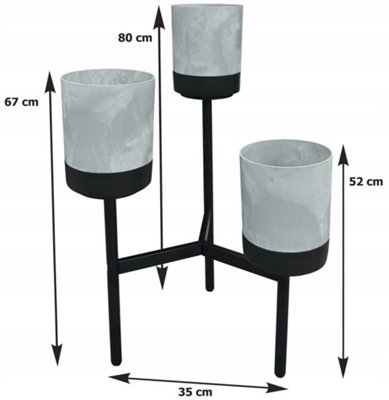 Pot + Stand Set Tiered Metal Multiple Flower Modern Shelf Planter Black ...