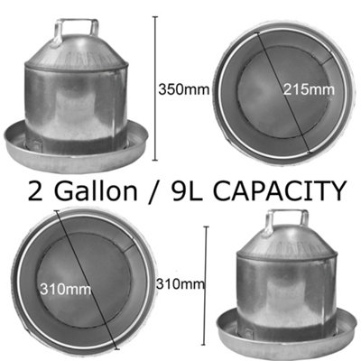 Poultry Drinker Waterer Automatic Drinker 9L Capacity, Galvanised Steel ...