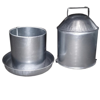 Poultry Drinker Waterer Automatic Drinker 9L Capacity, Galvanised Steel ...