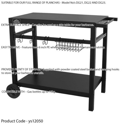 Powder Coated Top BBQ & Grill Trolley - Food Prep Dolley Outdoor ...