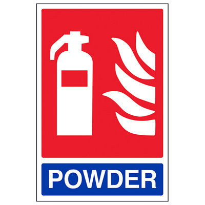 POWDER Fire Extinguisher Safety Sign - Adhesive Vinyl - 200x300mm (x3)