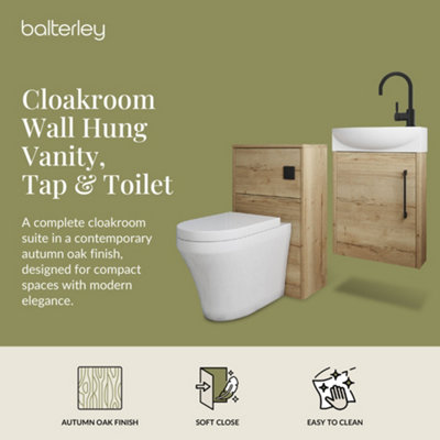 Power Cloakroom Bundle - Left Wall Hung Vanity Unit, Concealed Cistern ...