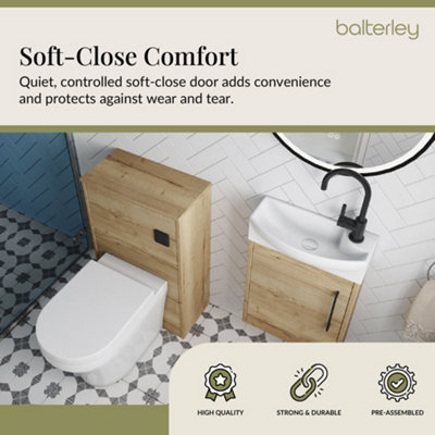 Power Cloakroom Bundle - Left Wall Hung Vanity Unit, Concealed Cistern ...