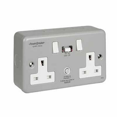 PowerBreaker K22-MP10 13A 2 Gang 10mA RCD Type A Passive Metal Clad Socket