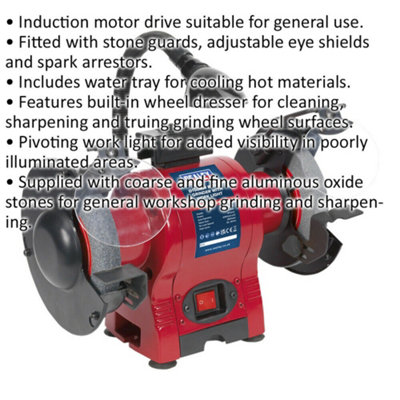 Powerful 150mm Bench Grinder with 250W Induction Motor for Precision ...