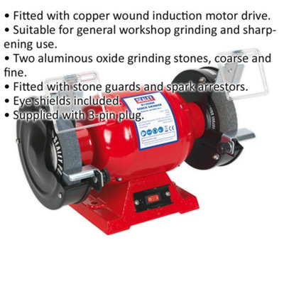 Powerful 150mm Bench Grinder with 370W Induction Motor and Dual ...