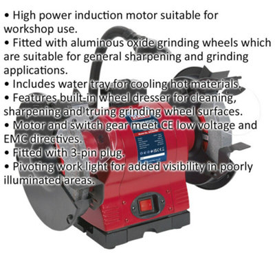 Powerful 200mm Bench Grinder with Built-In Dresser for Efficient ...
