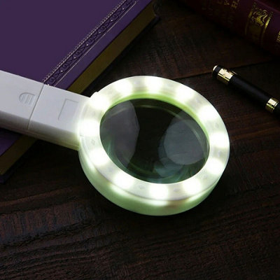 POWERFUL 30X LED MAGNIFYING GLASS FOR READING & HOBBIES WITH 12 BRIGHT ...