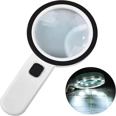Powerful 30X LED Magnifying Glass for Reading & Hobbies with 12 Bright ...