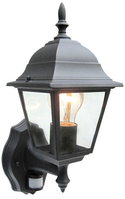 Powermaster 4 Sided Outdoor PIR Wall Lantern - Black