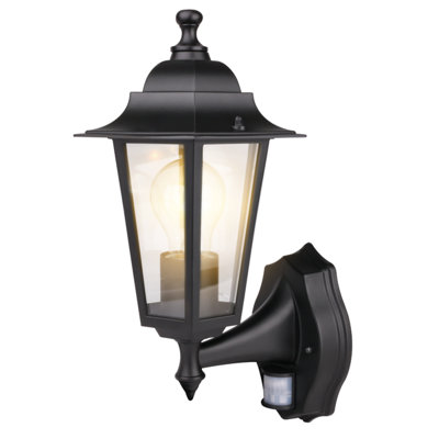 Powermaster 6 Sided Outdoor PIR Wall Lantern - Black