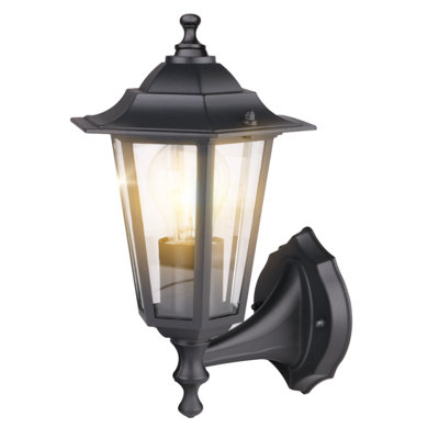 POWERMASTER 6 SIDED OUTDOOR WALL LANTERN - BLACK