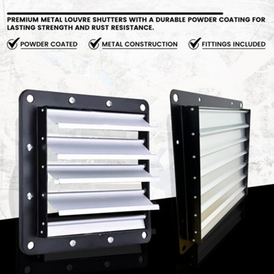 Powerstar Electricals Metal Louvre Shutter Gravity Flap Grille Air Vent ...